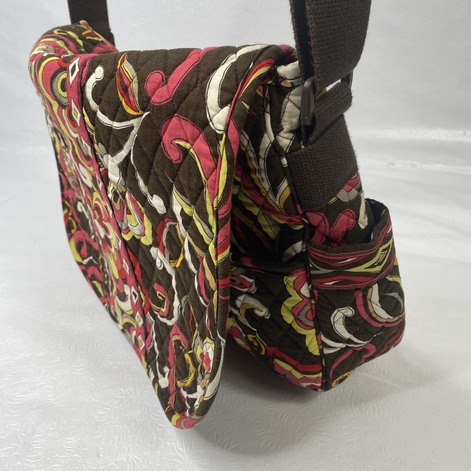 Vera Bradley Puccini Brown Red Floral Messenger Bag Crossbody Diaper ...