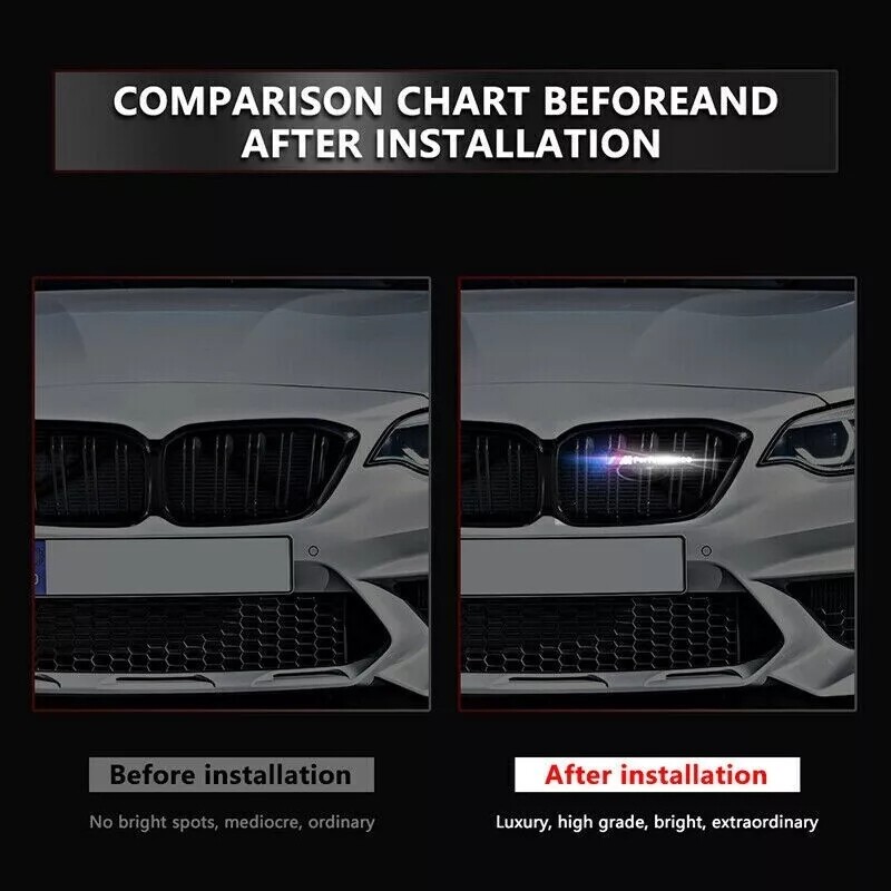 For BMW Front Grille Kidney Bumper Grilles M Performance Mark LED Light ...