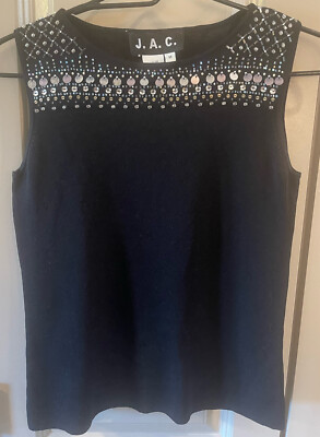 JAC Black Sequined Beaded Tank Top Size M For Office Or Everyday Wear ...