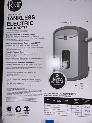 Rheem 11 kW Electric Tankless Water Heater RTEX-11 240V | eBay