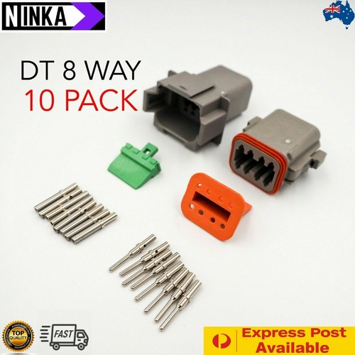 10x Deutsch DT8 Series 8 Way Kit Solid Pin Electrical Connector Plug ...