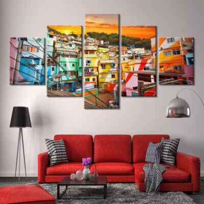 Colorful Rio De Janeiro Brazil City Sky View 5 Piece Panel Canvas Wall ...