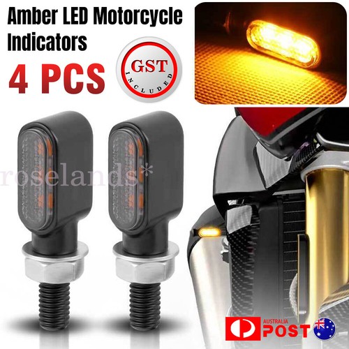 4X Mini Amber Motorcycle LED Indicators Turn Signal Lamp Universal Dirt ...