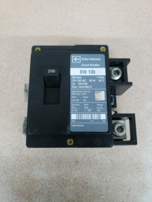 Cutler Hammer BW2200 2 Pole 200A 120/240V bolt on Circuit Breaker | eBay
