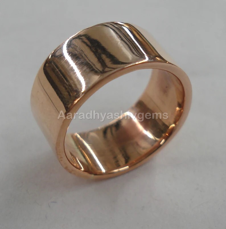 10MM Copper Flat Wide Solid Gorgeous Highly Polished Ring Copper Cigar ...