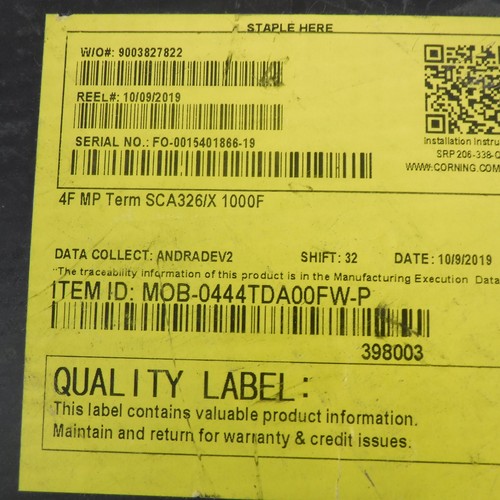 1000' Corning 4F MP Term SCA326/X Optical Cable 4 Port MOB-0444TDA00FW ...