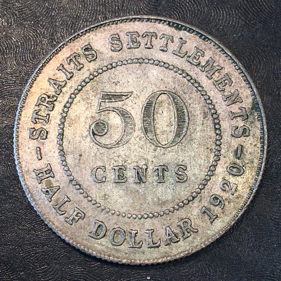 1920 Straits Settlements 50 Cents Silver Coin - Exact Coin Shown #R115 ...