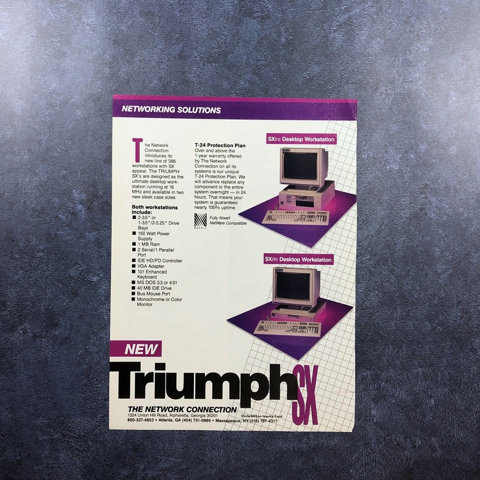 1991 Triumph SX Network Connection Desktop Workstation PRINT AD Retro ...