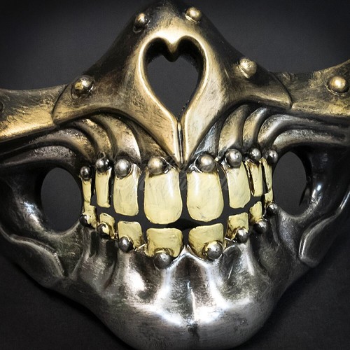 Men's Steampunk Skeleton Jaw Bottom Half Face Halloween Masquerade Mask ...