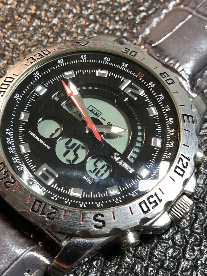 Stauer Compendium Hybrid Watch 19093 Digital/Analog Chronograph New ...