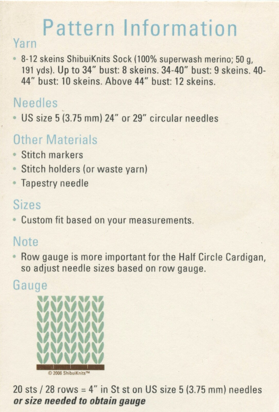 ShiBui Knitting Pattern Half Circle Cardigan uses ShibuiKnits Sock 34 ...