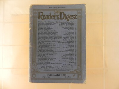 Reader's Digest February 1938 Vol. 32 # 190 Seventeenth Year Edward H ...