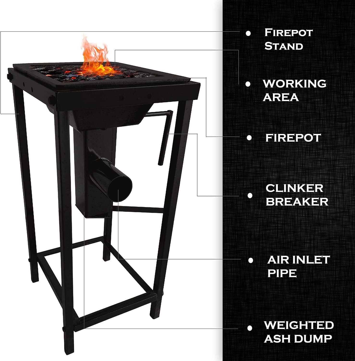 Coal Forge , 10x12 inch Blacksmith’s Welded Coal Firepot with Stand ...