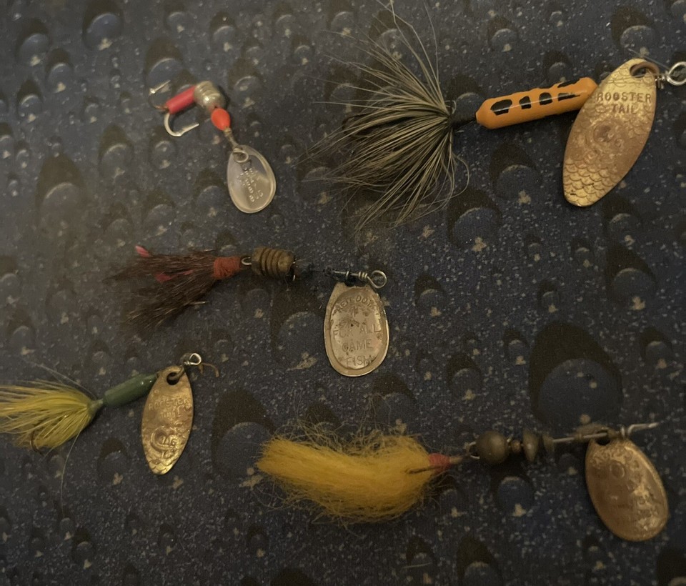 Vint Spinner Fishing Lures Rooster Tail, Mepps, Vintage RedDot, & Bud ...