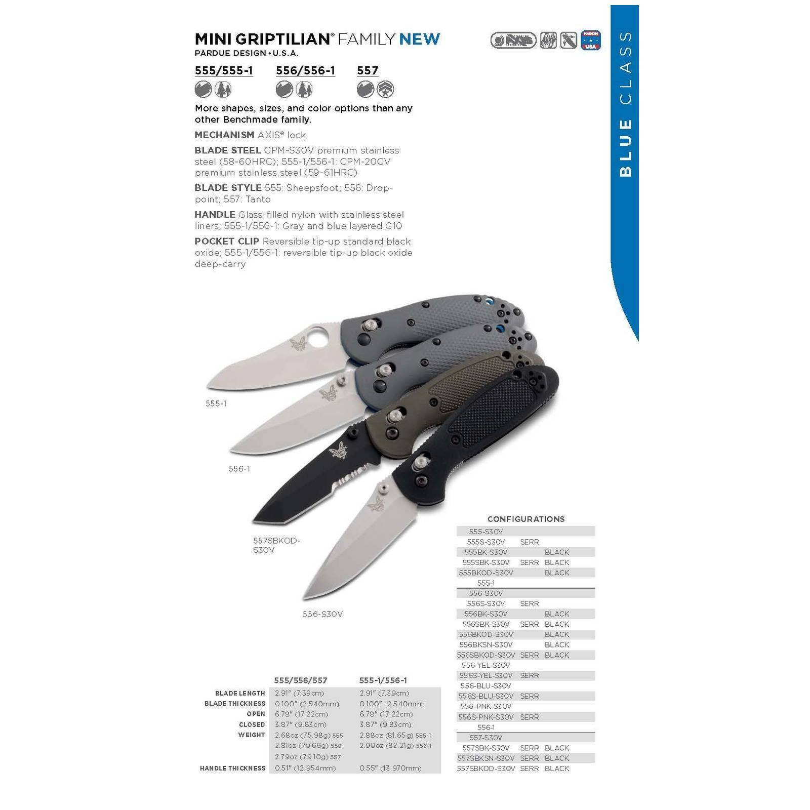 Benchmade Mini Griptilian Axis Folding Knife - Black (555-S30V) for ...