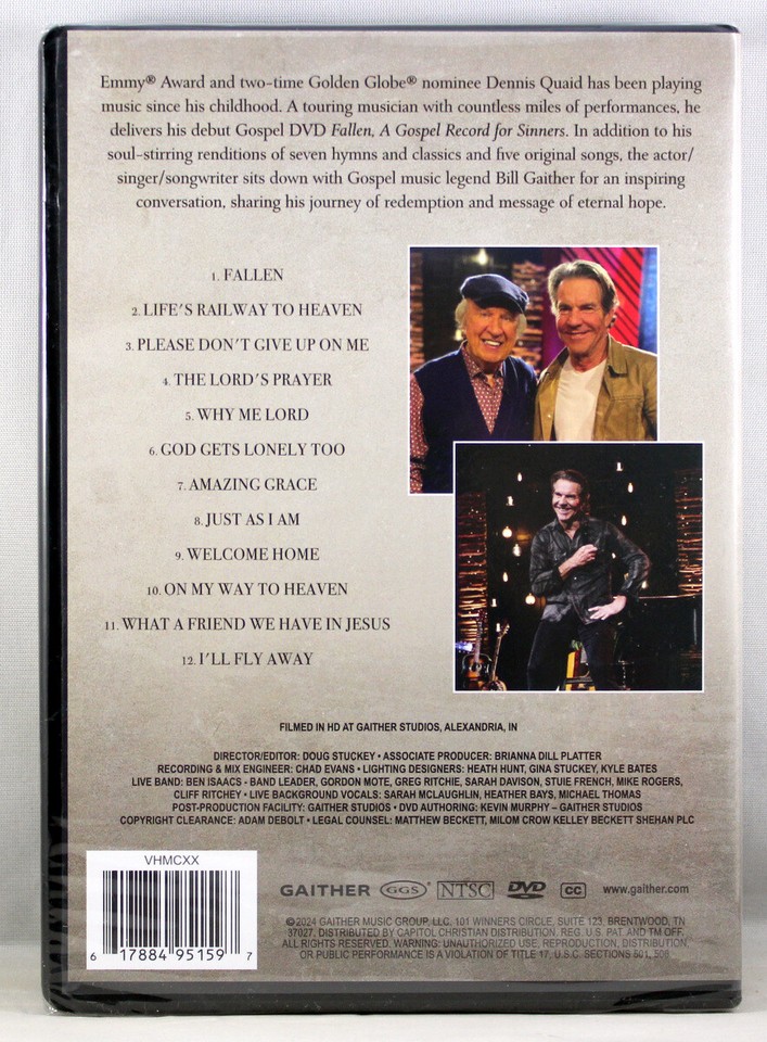 Dennis Quaid Fallen NEW Music DVD A Gospel Record For Sinners Gospel ...
