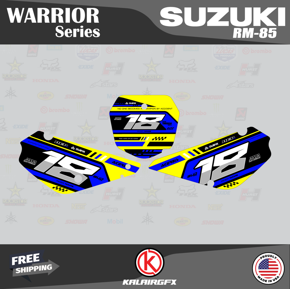 Graphics Kit for Suzuki RM85 (2001-2023) RM 85 Warrior-Yellow | eBay