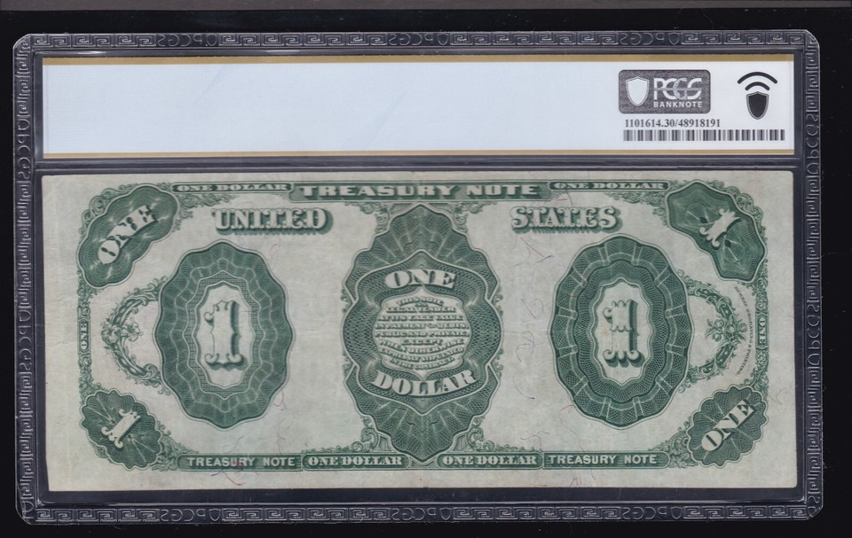 US 1891 $1 Treasury Note Plain Back Note Tillman/Morgan FR 351 PCGS 30 ...