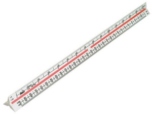 HELIX 300mm 30cm Triangular Metric Scale White Plastic Solid Base Ruler ...
