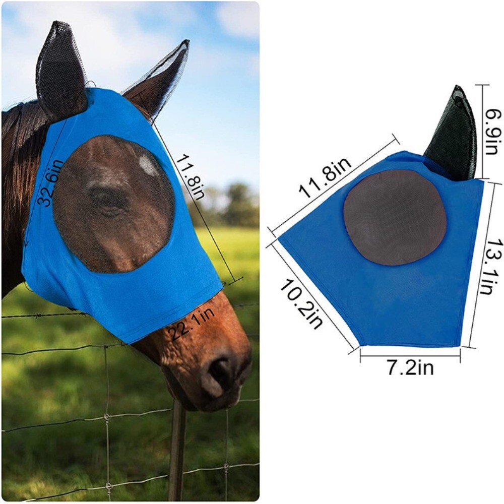 Purple or Blue Horse Flying Mask Mesh Fabric Horse Fly Mask with Ears ...
