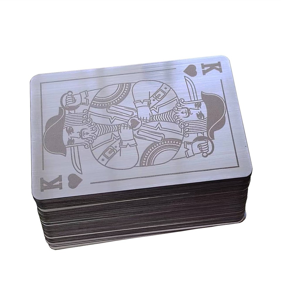 54pc 304 Stainless Steel Poker Deker Metal Playing Cards Steel Poker ...