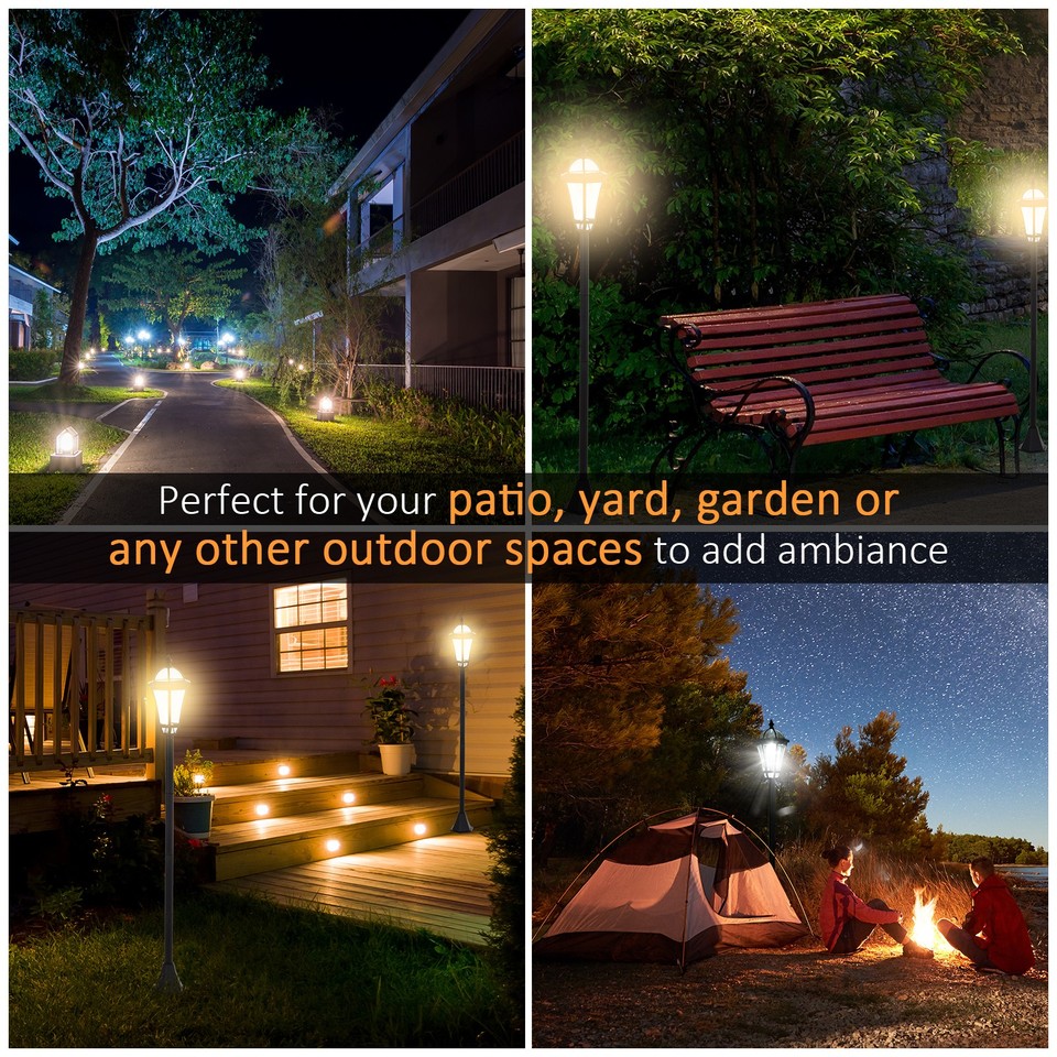 Outsunny 2 PCS LED Garden Lights Lamp Solar Powered Lantern Auto Switch ...