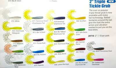 "NEW" 2" KALIN'S TICKLE GRUB BASS CRAPPIE WALLEYE FISHING LURE CHOICE ...