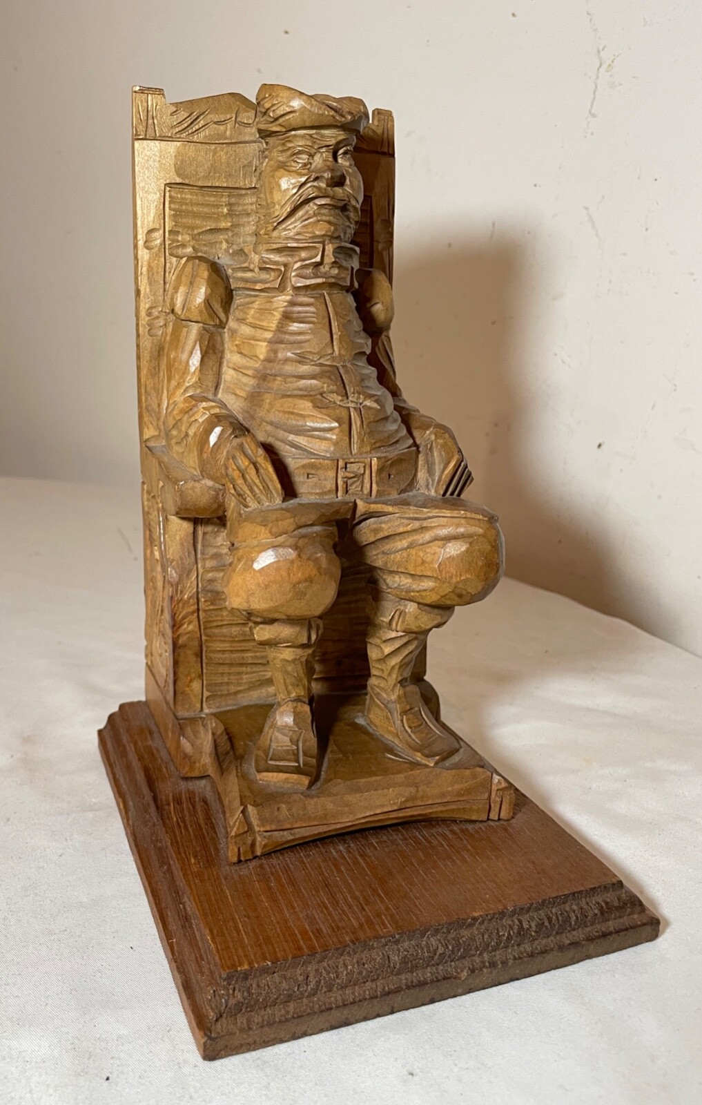 antique hand carved seated figural seated man wood sculpture statue ...