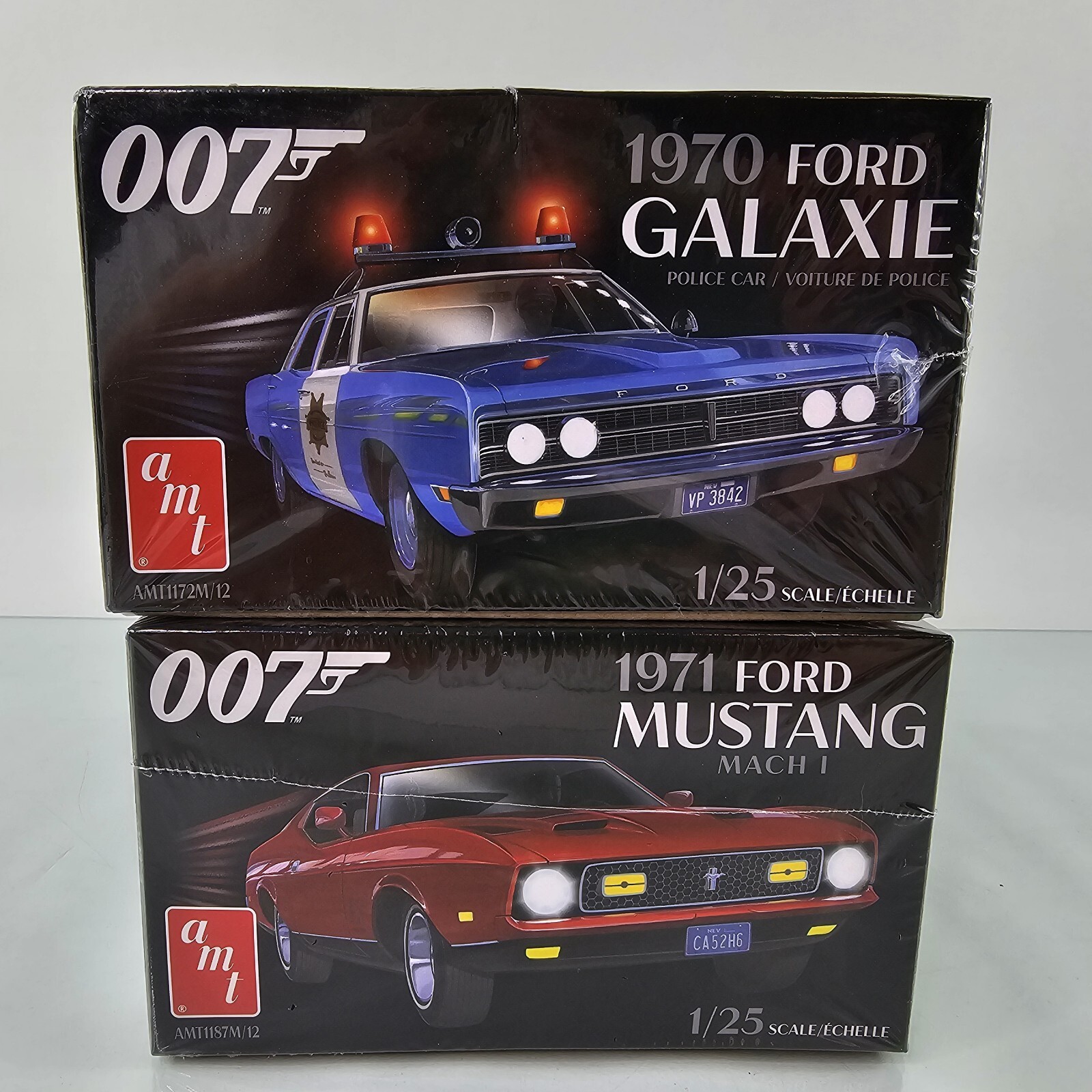 AMT 007 James Bond 1970 Ford Galaxie Police Car & Mustang SET 1:25 ...