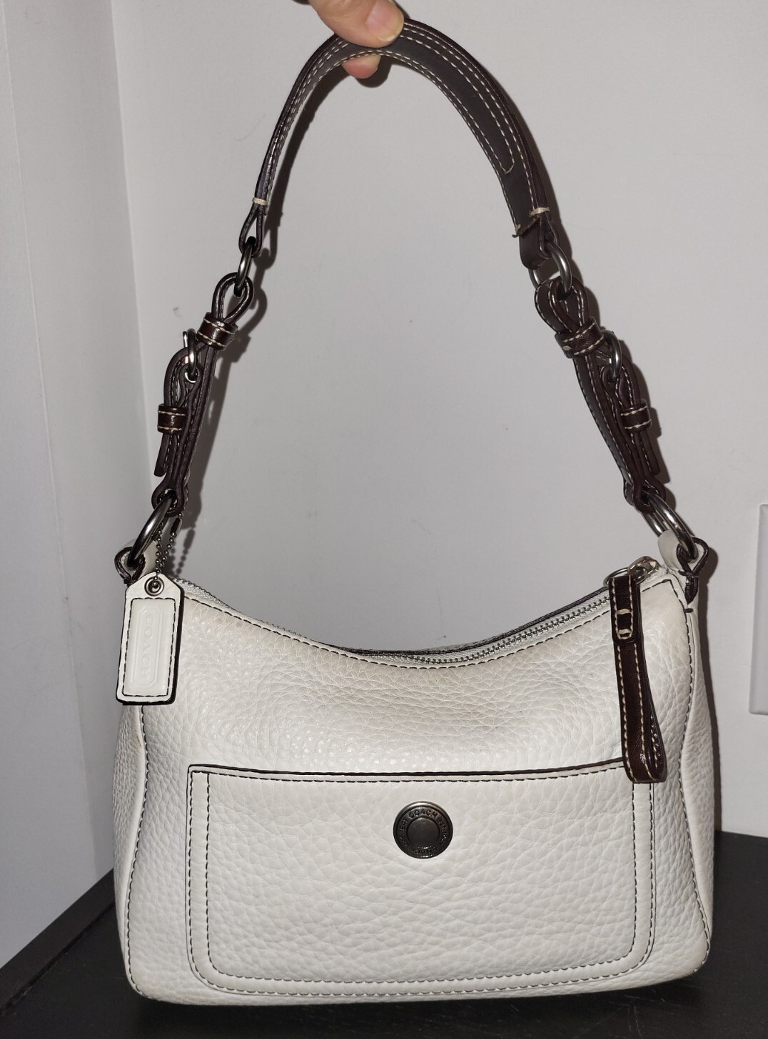 Coach Chelsea 8E99 Cream / White Pebble Leather Hobo … - Gem
