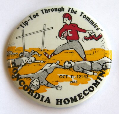 Vintage 1963 Concordia College Homecoming button pin pinback football ...