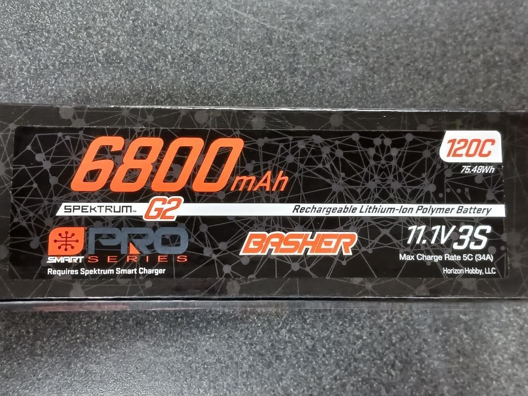 Spektrum 11.1V 6800mAh 3S 120C Smart G2 Pro Basher LiPo IC5 SPMXB3S68 ...
