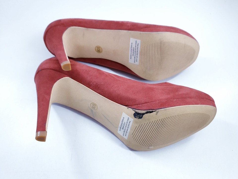 Matalan Fiore size 5 rust red / brown faux suede stiletto heel court ...