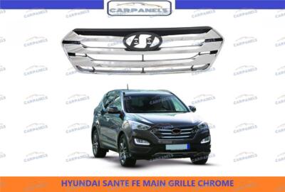 HYUNDAI SANTE FE MAIN GRILLE CHROME 2012 - 2015 RADIATOR BUMPER UPPER ...