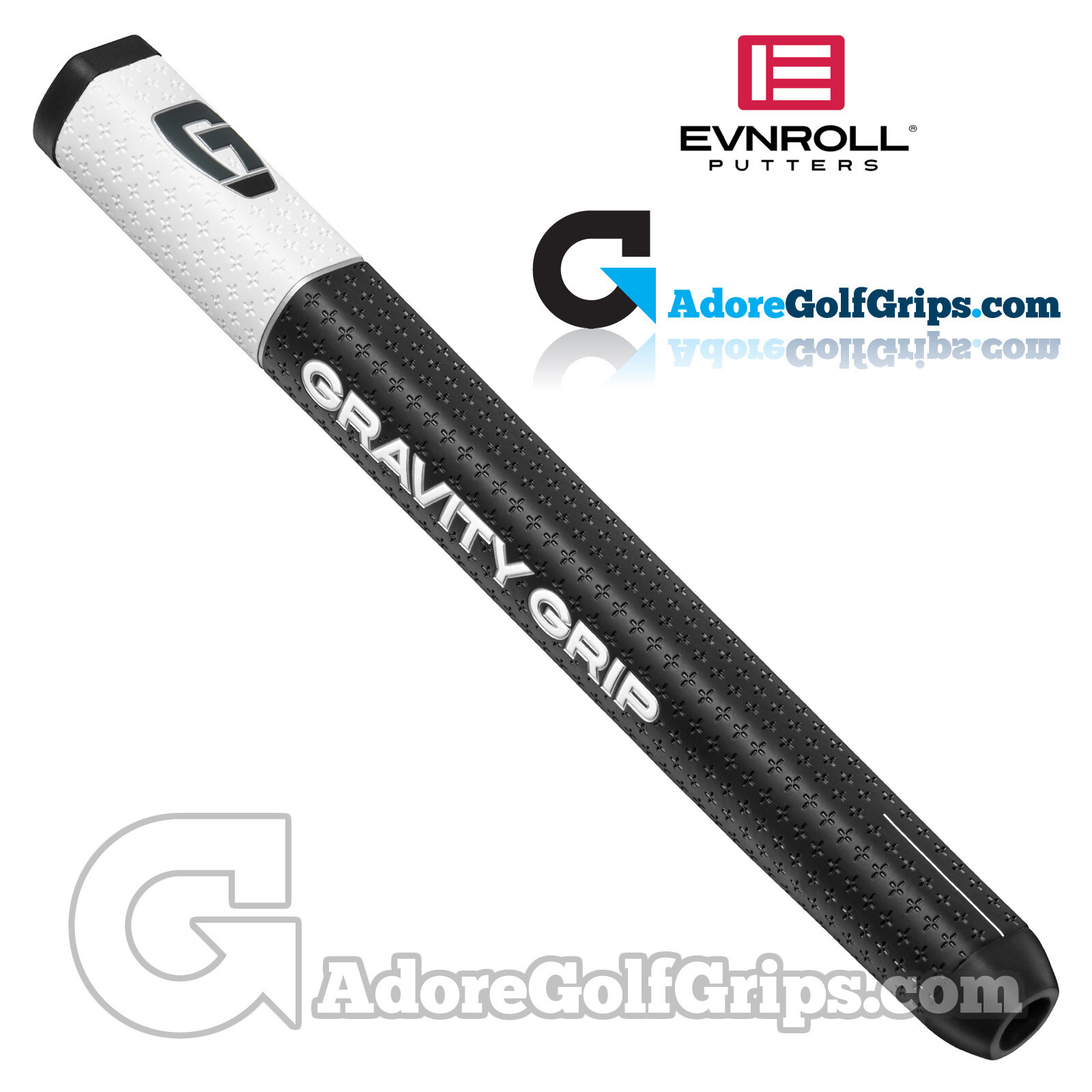Evnroll Gravity Grip GG2 Non-Taper Midsize Putter Grip - White/Black ...