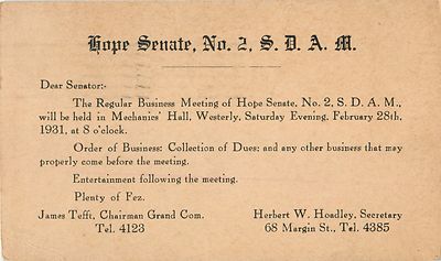 Meeting, Hope Senate, Mechanics Hall, Westerly, Rhode Island RI 1931 | eBay