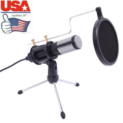 US Table Top USB Microphone+Tripod Stand for Game Chat Studio Recording ...