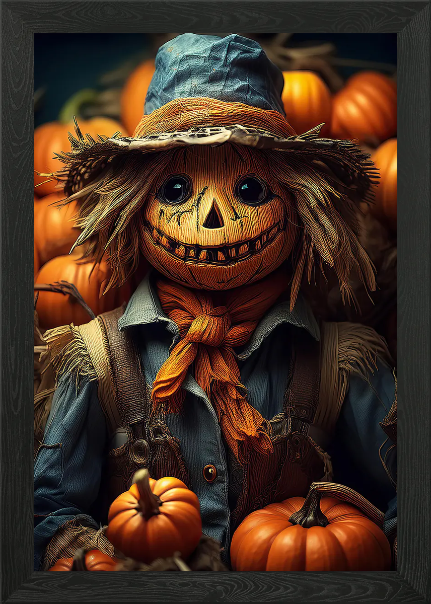 Pumpkin Scarecrow Framed Wall Art Poster Canvas Print Picture | eBay UK