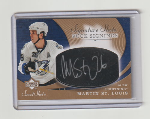 2007-08 UD Sweet Shot Signature Shots Puck Signing Martin St Louis AUTO ...