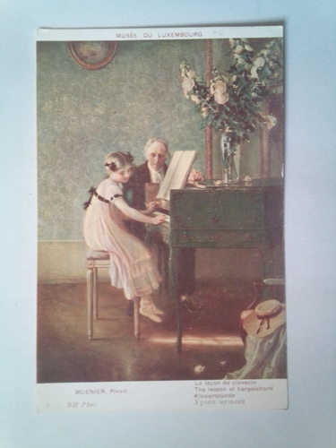 Cpa Tableau . Muenier , la leçon de clavecin. Musée du Luxembourg 1916 ...