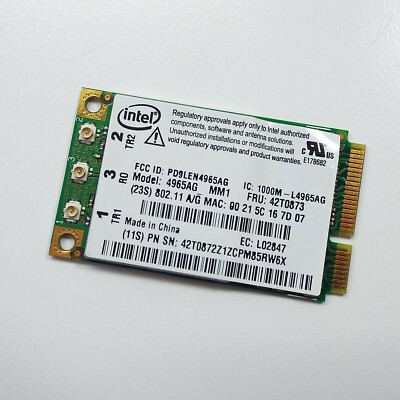 GENUINE INTEL WIFI CARD MODEL: 4965AG MM1 N232 MTC TRSS15288 0350-07 ...