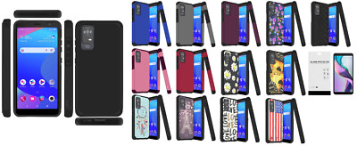 FOR TCL ION V T607DL Slim ShockProof Hybrid Case Phone Cover + Tempered ...