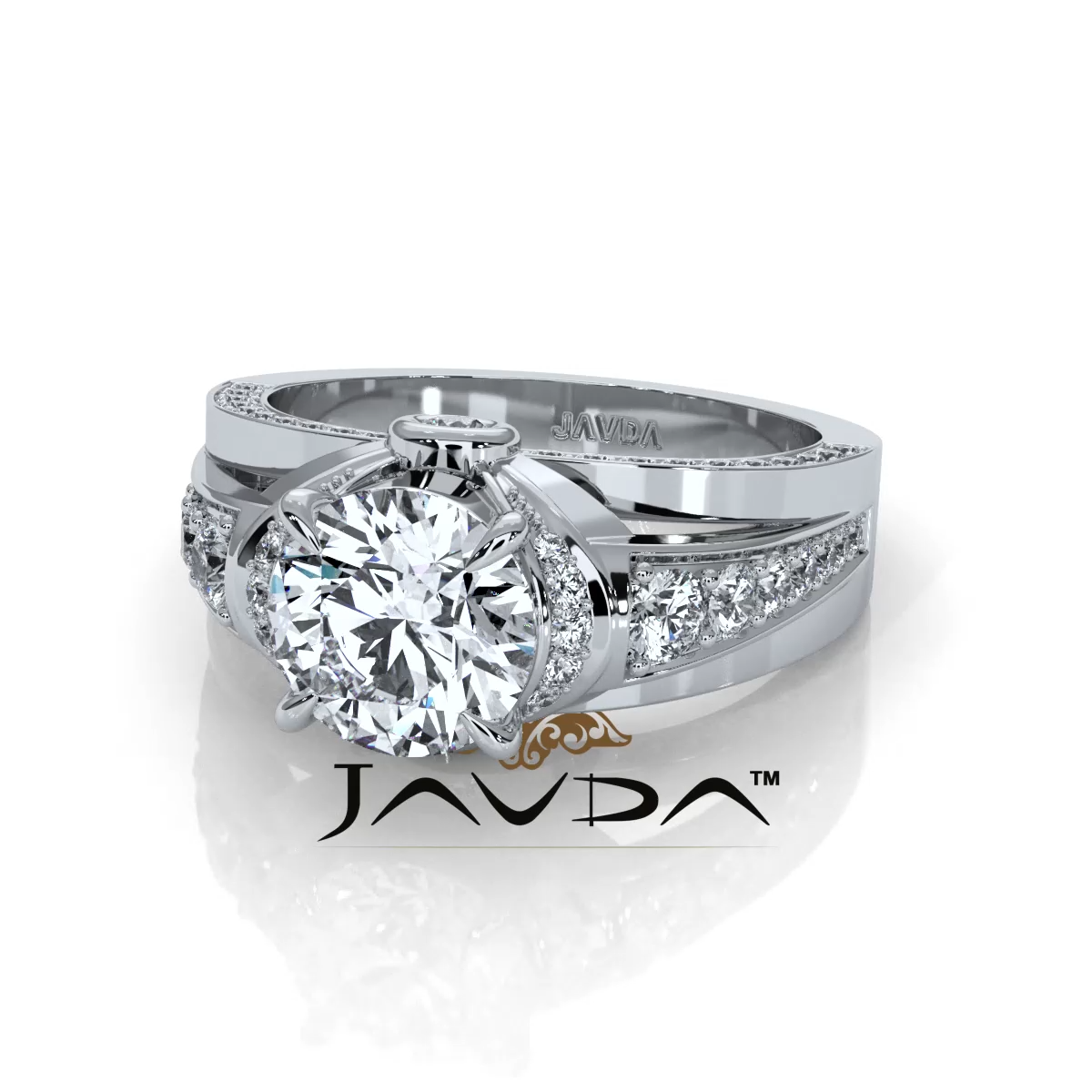 Knot Style Bridge Accent Round Diamond Engagement Bezel Set Ring GIA I ...