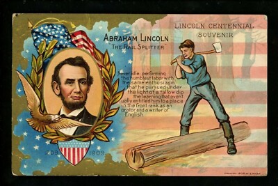 Patriotic Americana Vintage postcard Abraham Lincoln Birthday Nash 1908 ...