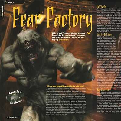 Vintage 2004 DOOM 3 Original PC Game Debut Promo Art 2-Pg Split 40x27cm ...