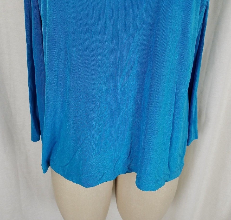 NWT QVC Style Citiknits Stretch Top Tunic Shirt Womens XL Blue Scoop ...