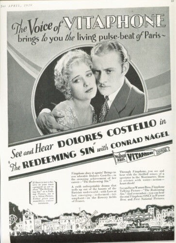 1929 DOLORES COSTELLO REDEEMING SIN CONRAD NAGEL FLAPPER MOVIE PROMO AD ...