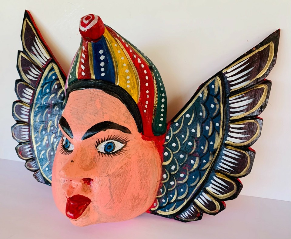 Mexican Folk Art Carved Wood Angel Cacheton Bust Wall Hanging Colonial ...