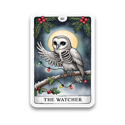 Christmas Tarot Card The Watcher Owl Vinyl Sticker Decal Car Scrapbook ...