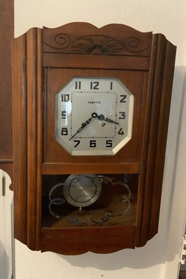 Antique French Vedette Wall Clock Bim Bam 8 Day Runs Great Art Deco ...
